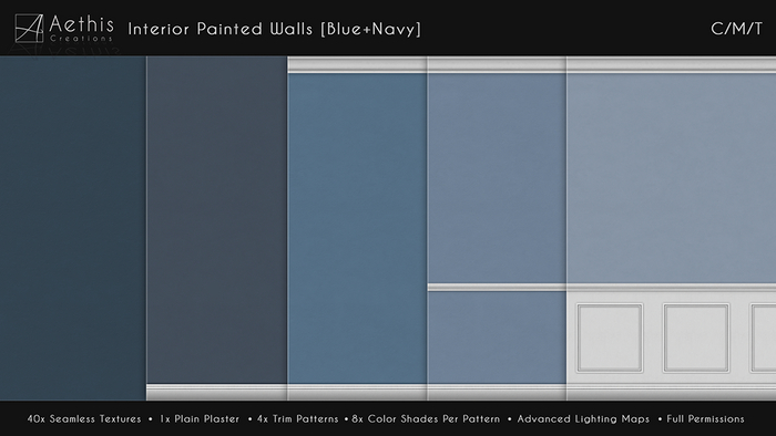 Second Life Marketplace - [AC] Interior Painted Walls V.1 [Blue+Navy ...